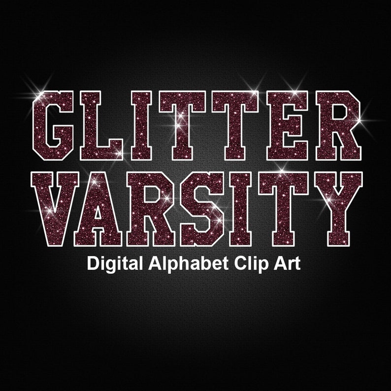 Maroon Glitter Varsity Alphabet Clip Art (digital Download) - Etsy
