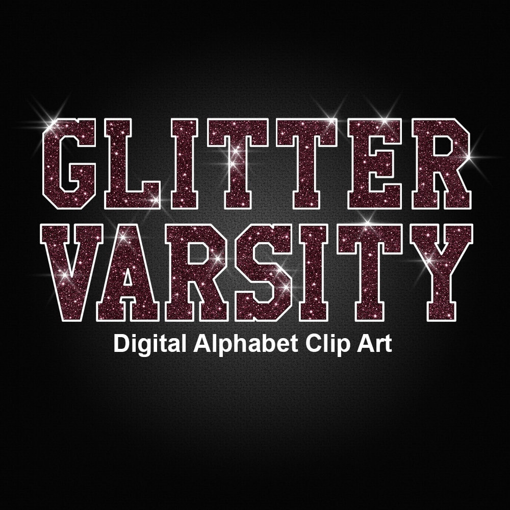 Maroon Glitter Varsity Alphabet Clip Art (digital Download) - Etsy
