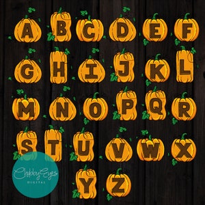 Halloween Digital Alphabet, Pumpkin Alphabet Clip Art, Alphabet Clipart ...