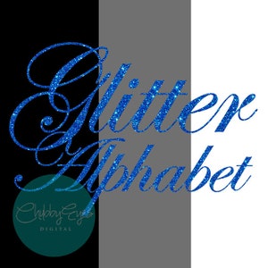 Blue Glitter Alphabet, Numbers and Punctuation Clip Art, Digital ...