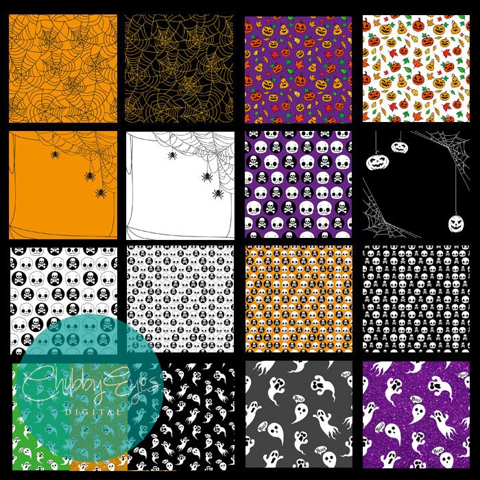 Halloween Digital Papers Halloween Scrapbook Papers Glitter | Etsy