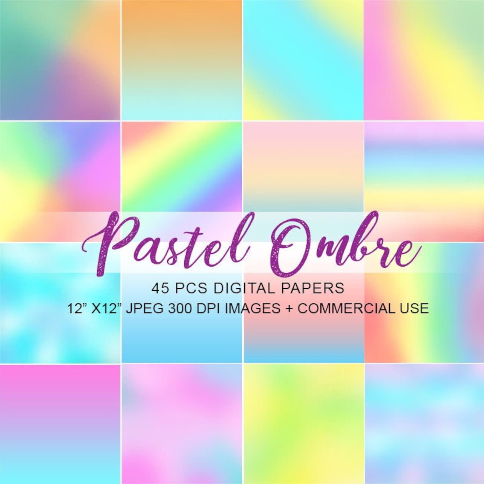 Pastel Ombre Digital Papers Colorful Scrapbook Papers | Etsy