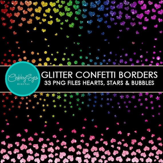 Glitter Confetti Borders Photoshop Overlays Rainbow Stars | Etsy