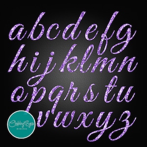 Purple Glitter Alphabet Clip Art, Lilac Lettering Clip Art- Digital ...