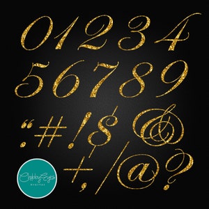 Gold Chunky Glitter Alphabet Clip Art, Numbers and Punctuation Clip Art ...