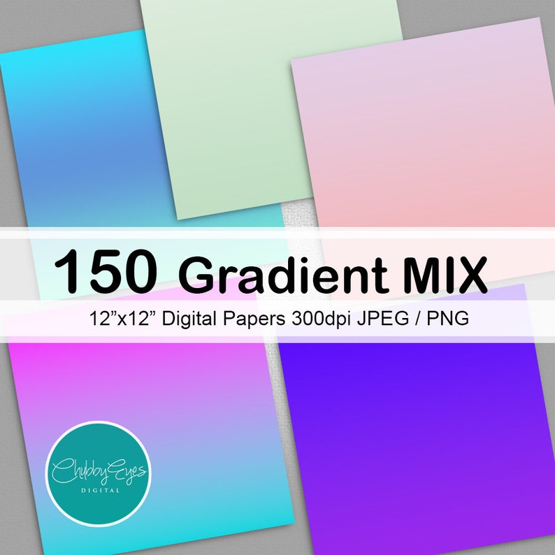 150 Gradient Mix Papers Ombre Color Digital Papers Gradient - Etsy
