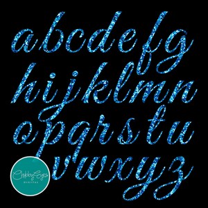 Blue Glitter Alphabet Clip Art, Chunky Glitter Lettering Clip Art ...