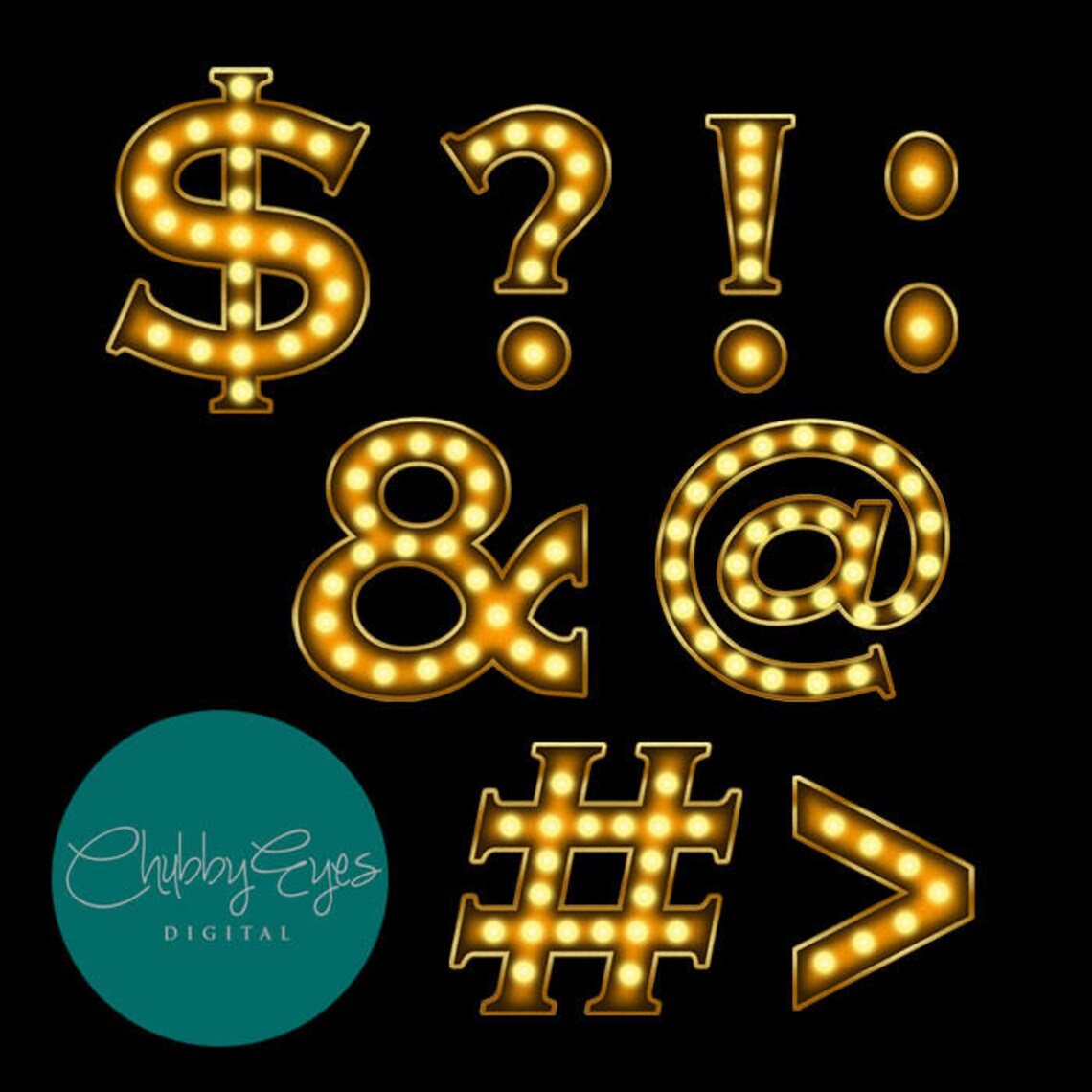 Marquee Light Digital Alphabet Vintage Style Clip Art - Etsy