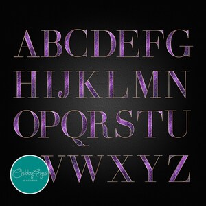 Purple Glitter Alphabet Clip Art, Lettering Clip Art- Digital Instant ...