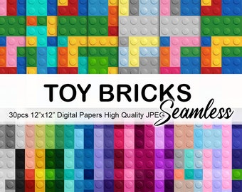 Colorful Toy Bricks Digital Papers, Colorful Building Blocks Background ...