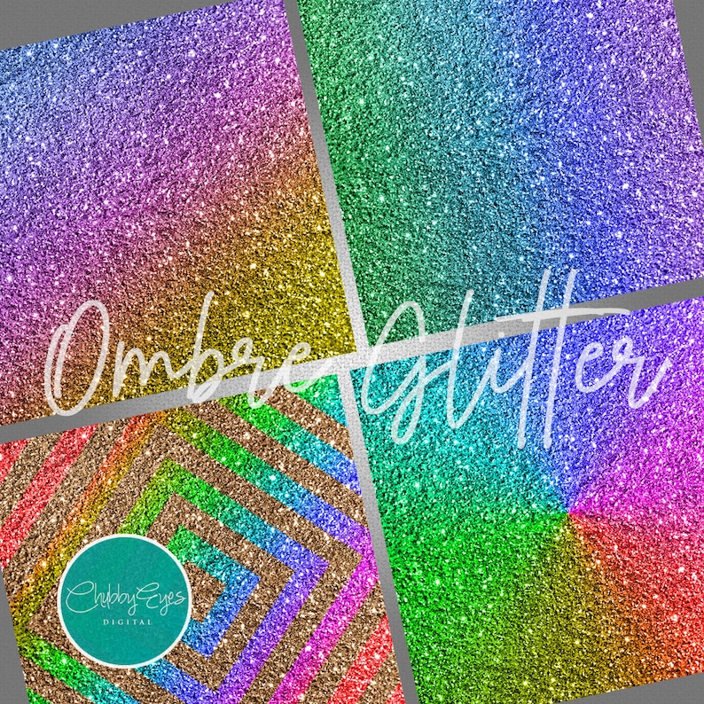 Ombre Glitter Digital Papers, Digital Scrapbook Papers, Colorful ...