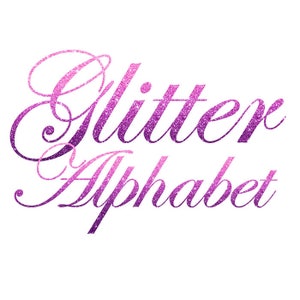 Pink Purple Ombre Glitter Alphabet, Numbers and Punctuation Clip Art ...