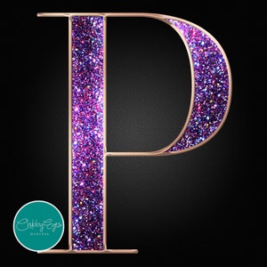 Purple Glitter Alphabet Clip Art, Lettering Clip Art- Digital Instant ...