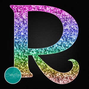 Rainbow Glitter Alphabet Clip Art, Colorful Glam Clip Art- Digital ...