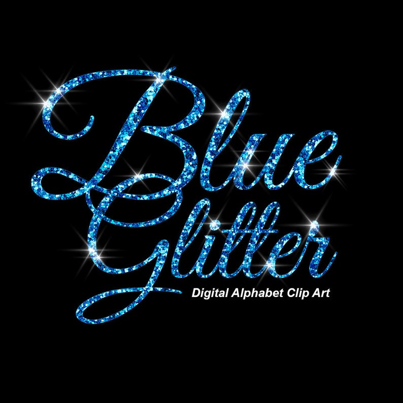 Blue Glitter Alphabet Clip Art, Chunky Glitter Lettering Clip Art ...