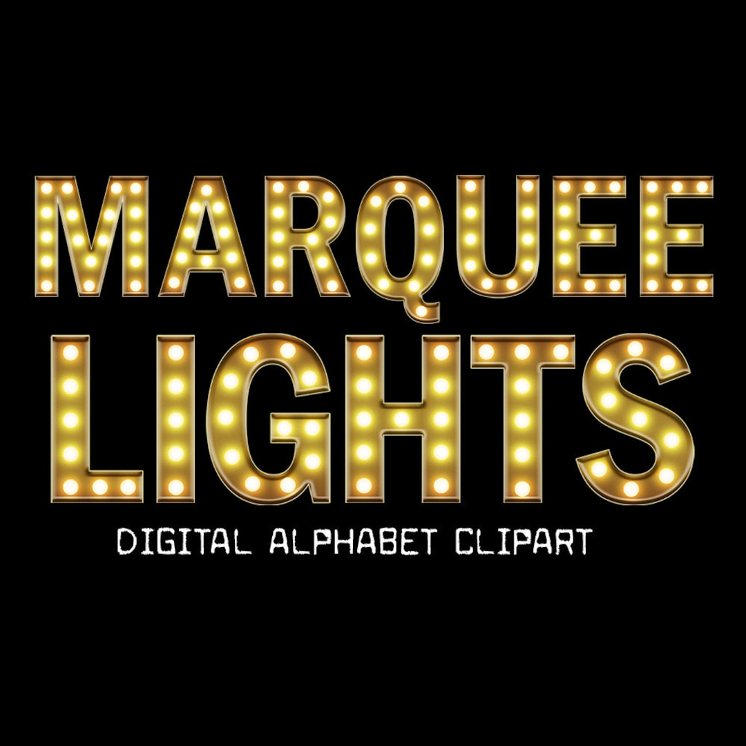 Marquee Lights Alphabet, Vintage Light Box Lettering Clip Art- Digital ...