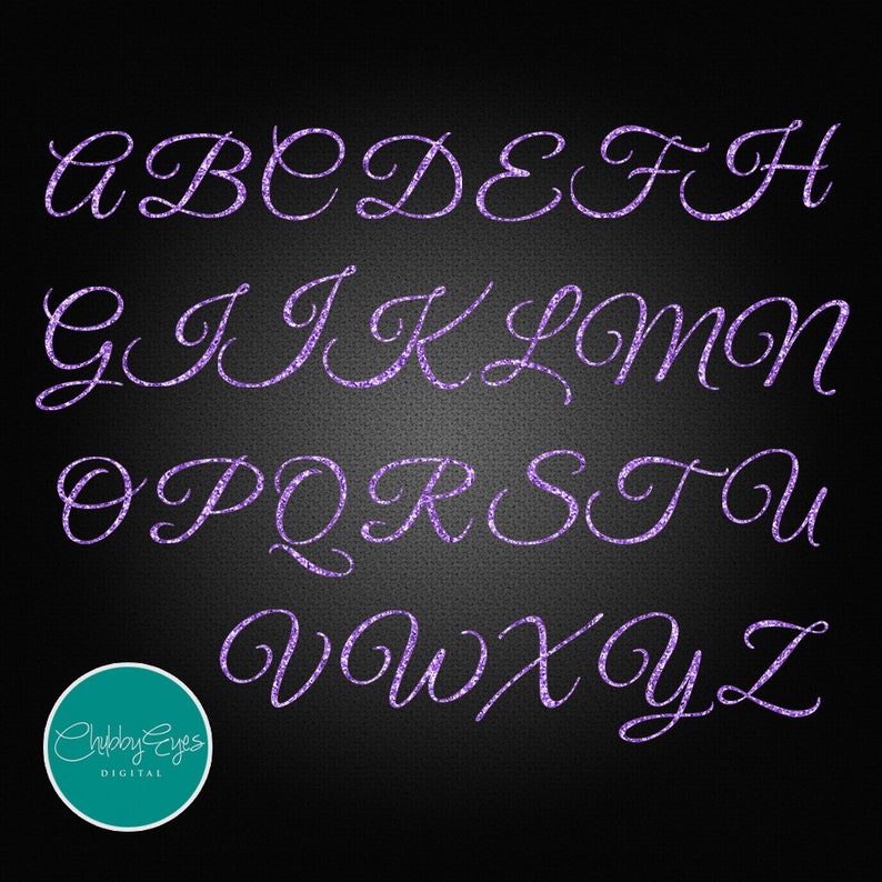 Purple Glitter Alphabet Clip Art, Lilac Lettering Clip Art- Digital ...