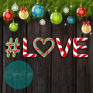 Christmas Candy Cane Digital Alphabet, Numbers and Punctuation Clip Art ...