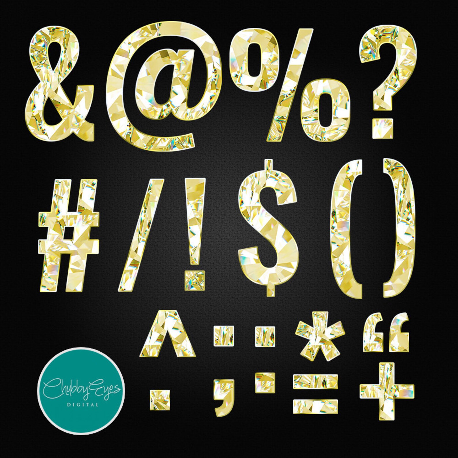 Diamond Alphabet Clip Art Yellow Numbers and Punctuation Clip - Etsy