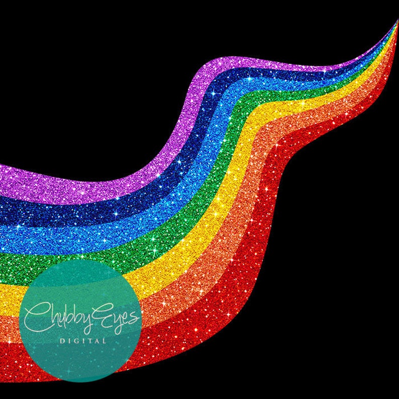 Glitter Rainbow Clip Art Colorful Rainbow Glitter Glitter | Etsy