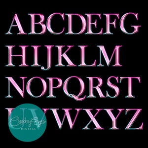 Metallic Pink Digital Alphabet, Numbers and Punctuation Clip Art ...