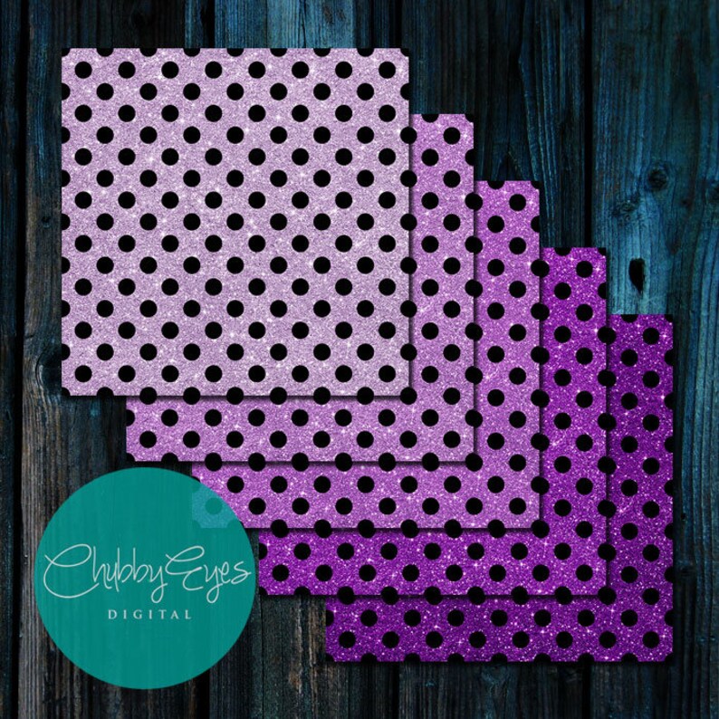 Purple Glitter Polka Dot Digital Papers Scrapbook Papers - Etsy