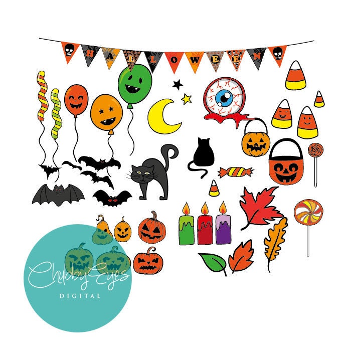 Halloween Clip Art Pumpkin Ghost Spiderweb Haunted House - Etsy
