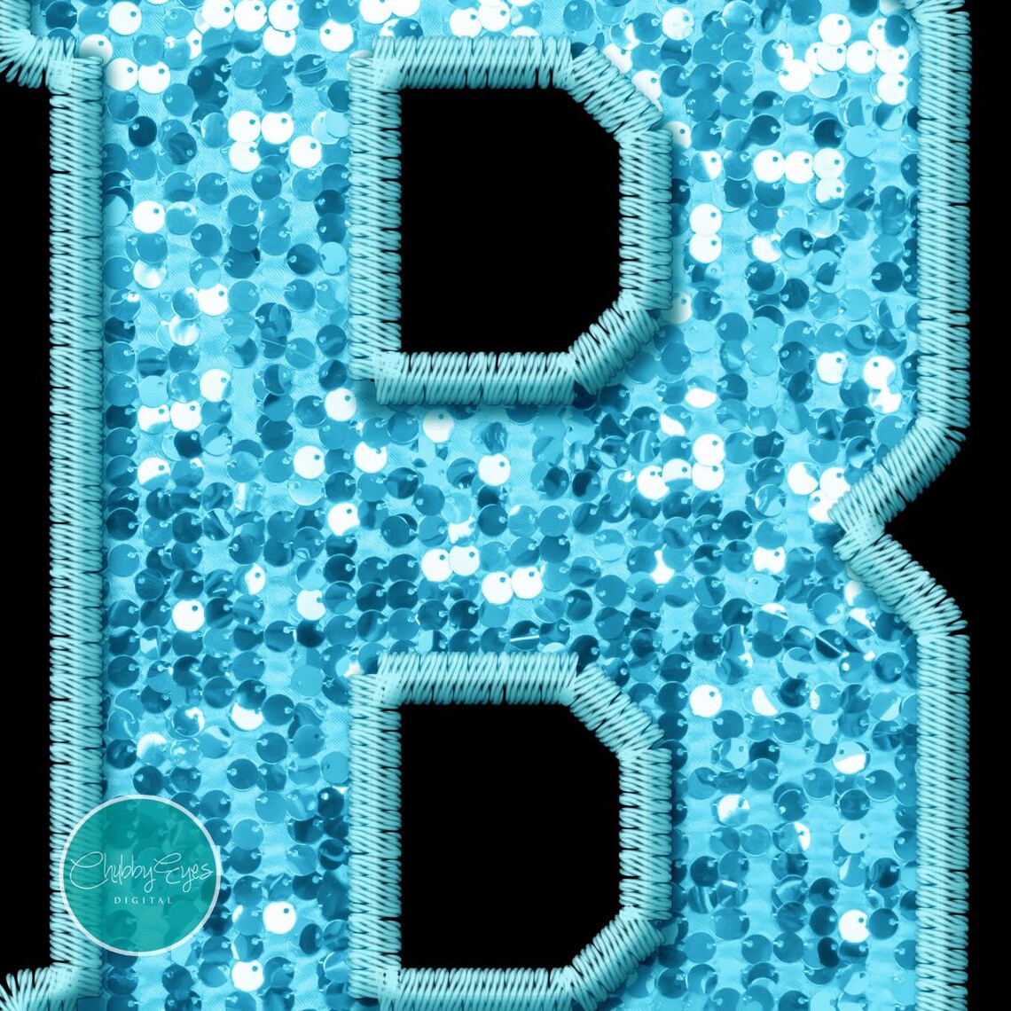 Baby Blue Sequin Varsity Alphabet Clip Art, Sport College PNG Letters ...