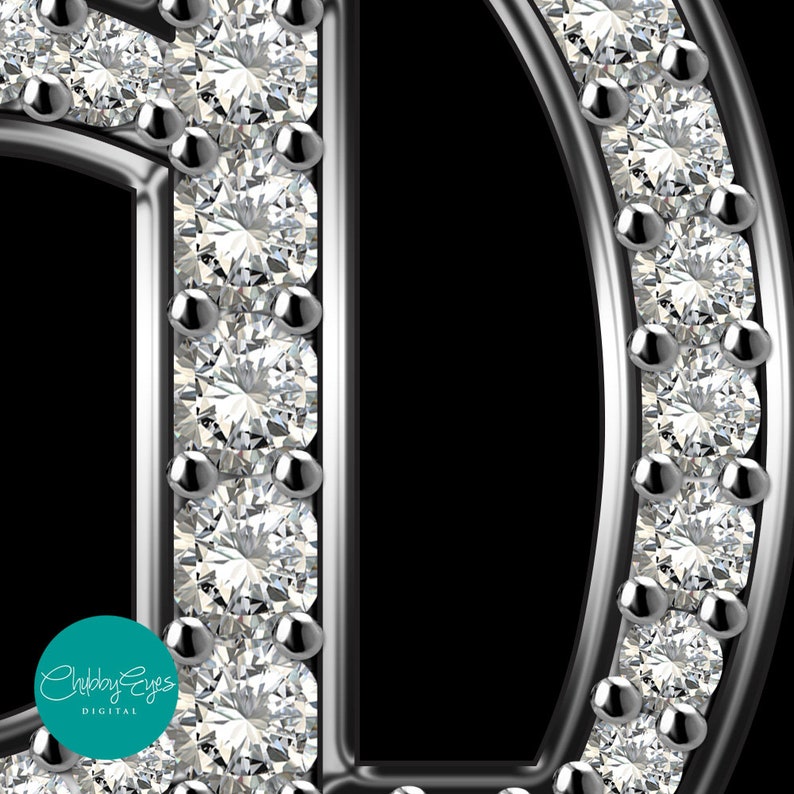 Silver Diamond Alphabet Clip Art L Pendant Diamond Alphabet Digital ...