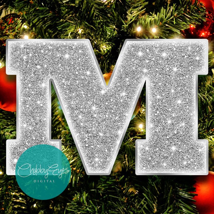 Christmas Silver Glitter Digital Alphabet, Numbers and Punctuation Clip ...
