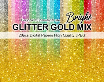 Ombre Glitter Digital Papers Scrapbook Papers Colorful - Etsy
