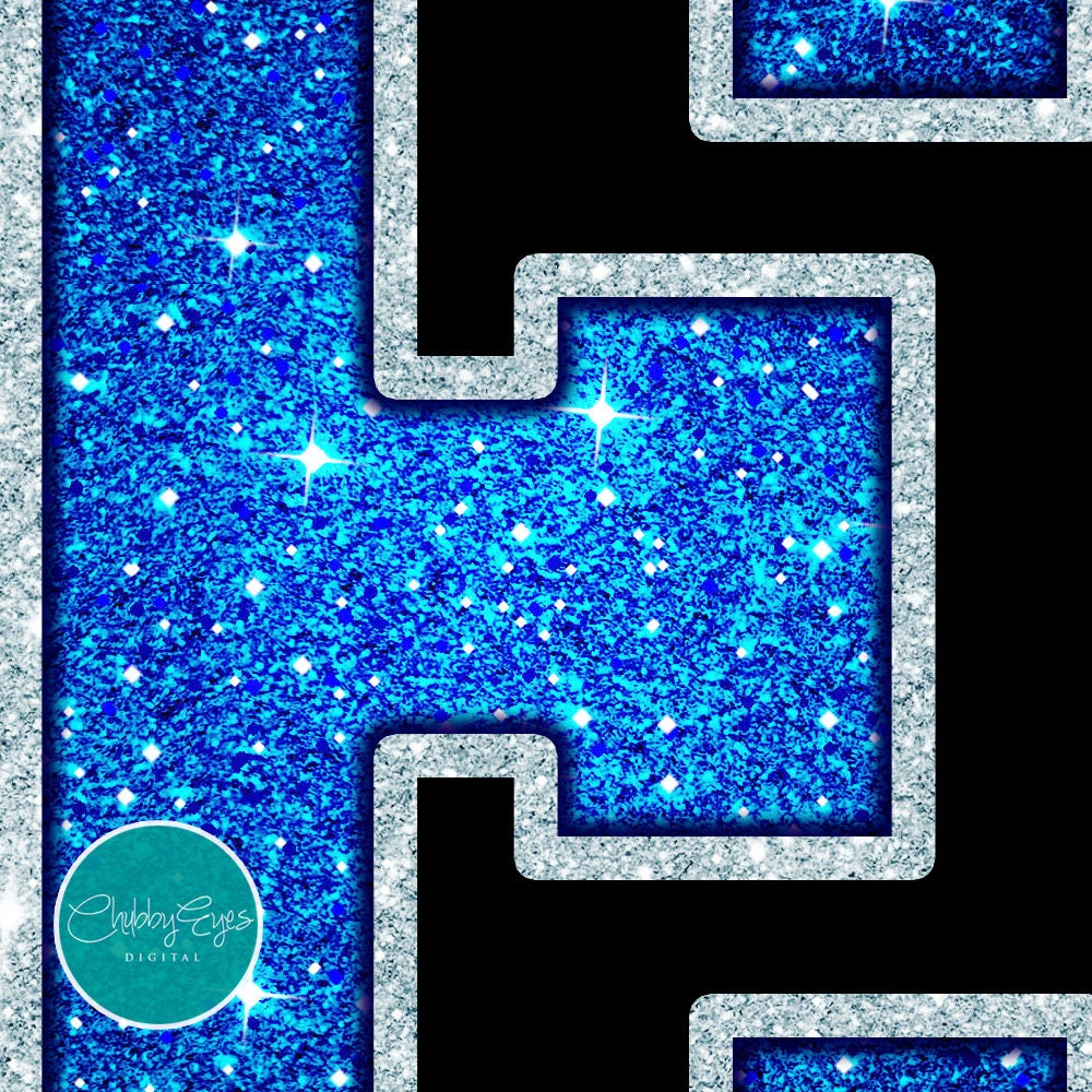 Blue Glitter Varsity Alphabet Clip Art (digital Download) - Etsy