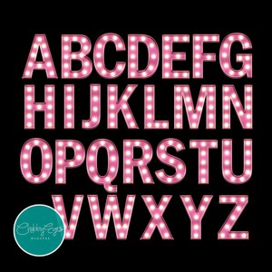 Pink Marquee Lights Alphabet, Vintage Light Box Lettering Clip Art ...