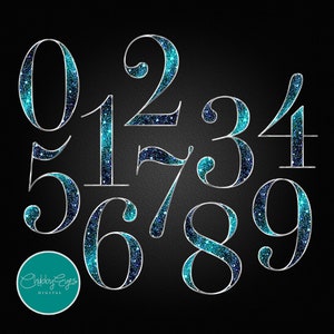 Blue Glitter Alphabet Clip Art, Lettering Clip Art- Digital Instant ...