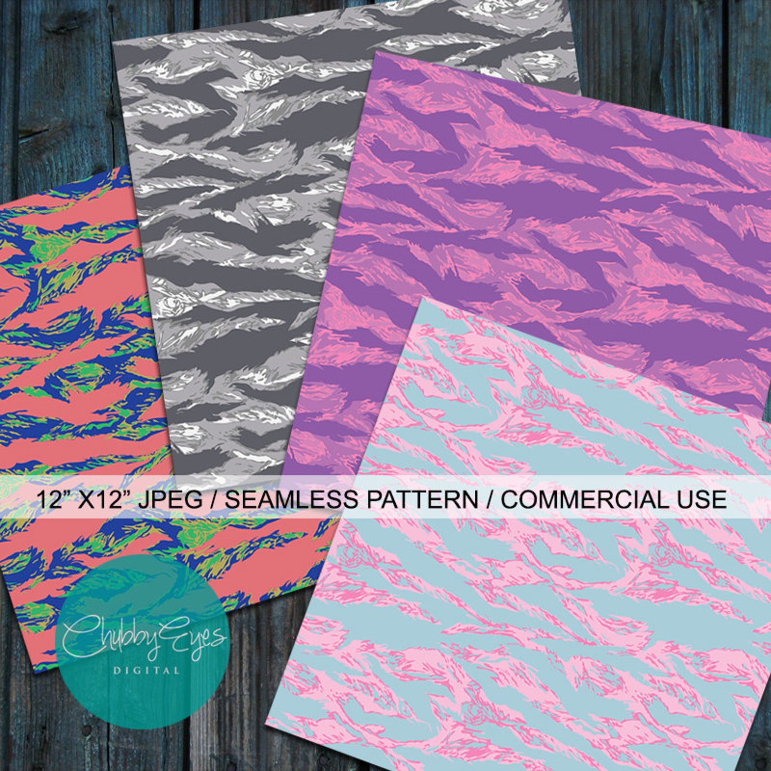 Camouflage Digital Papers Colorful Scrapbook Papers Military | Etsy