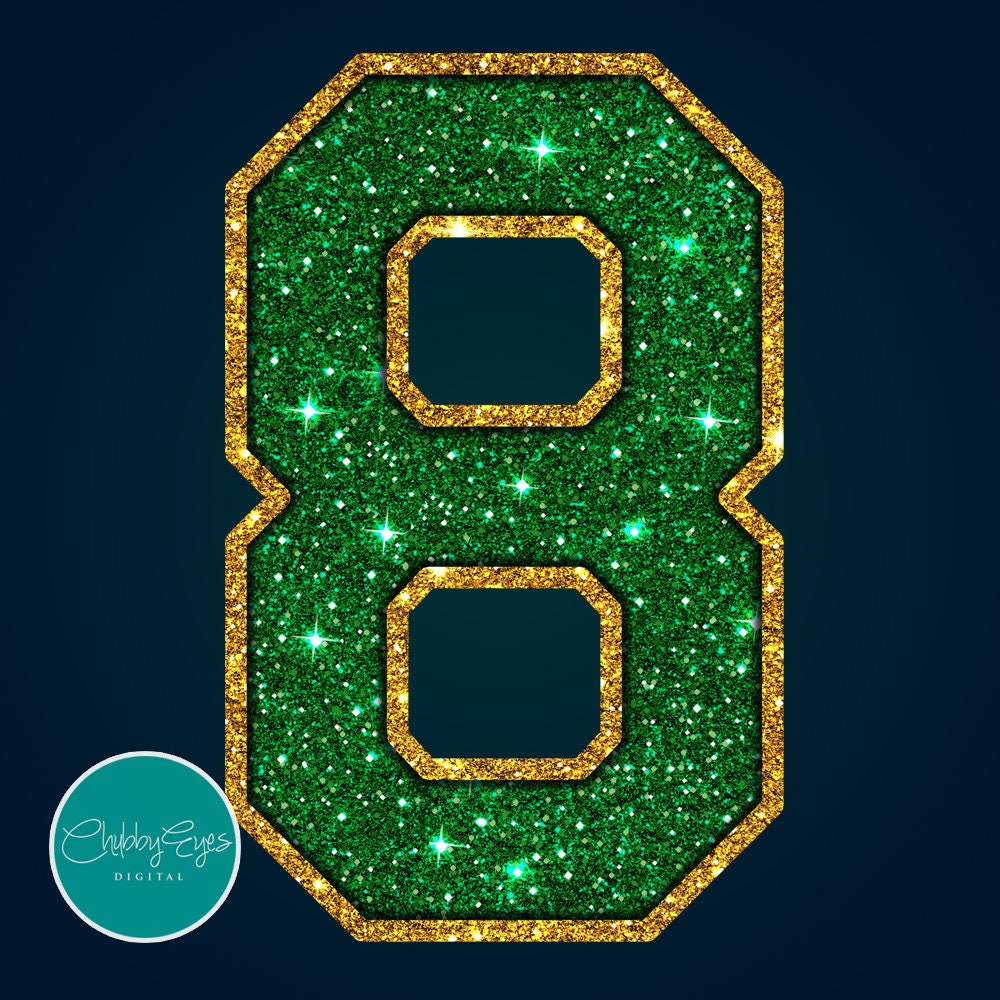 Green Gold Glitter Varsity Alphabet Clip Art (digital Download) - Etsy