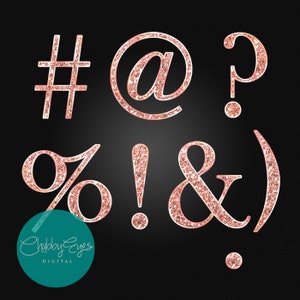 Rose Gold Glitter Digital Alphabet, Numbers and Punctuation Clip Art ...