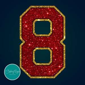 Red Gold Glitter Varsity Alphabet Clip Art, Sport College Style ...