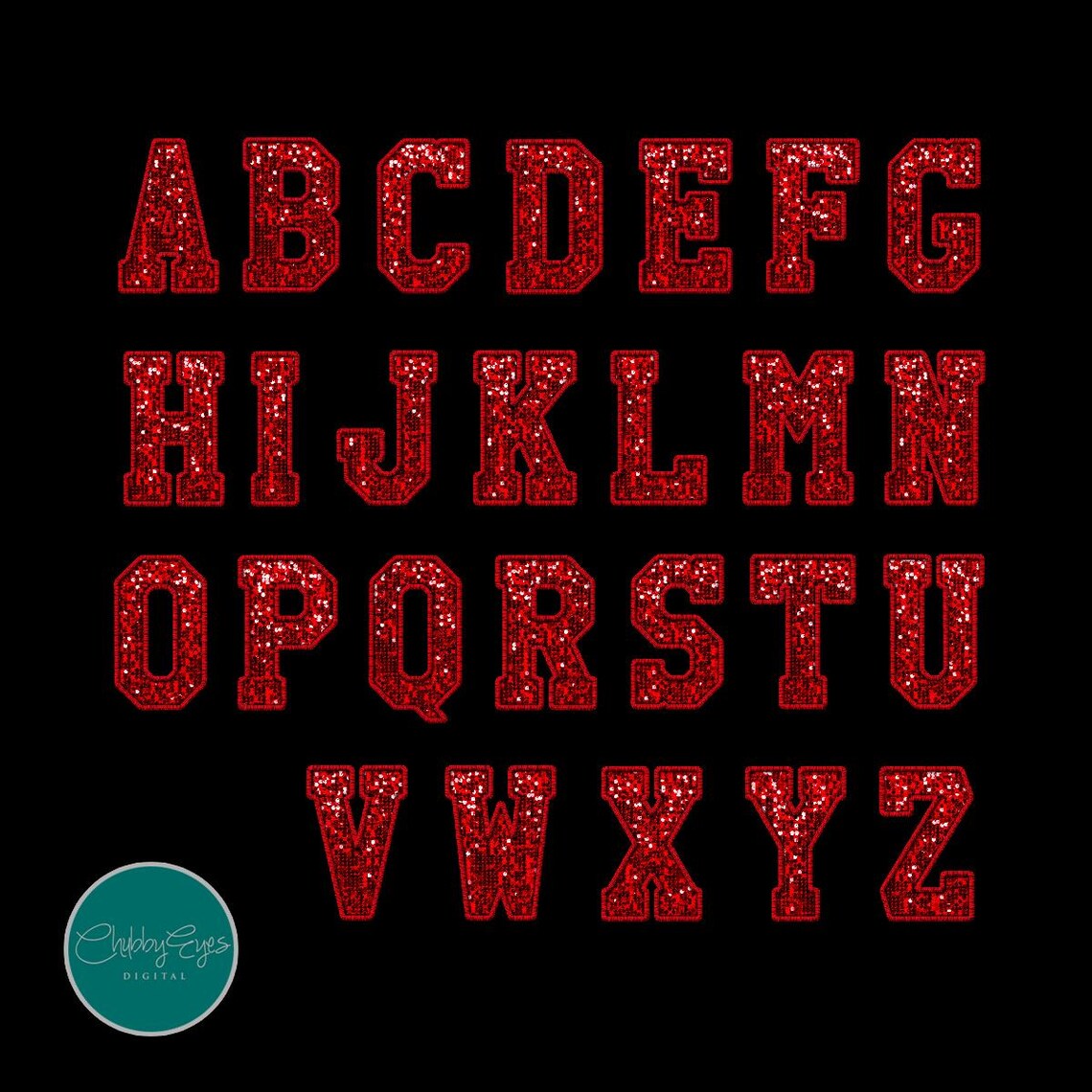 Red Sequin Varsity Alphabet Clip Art, Sport College PNG Letters ...