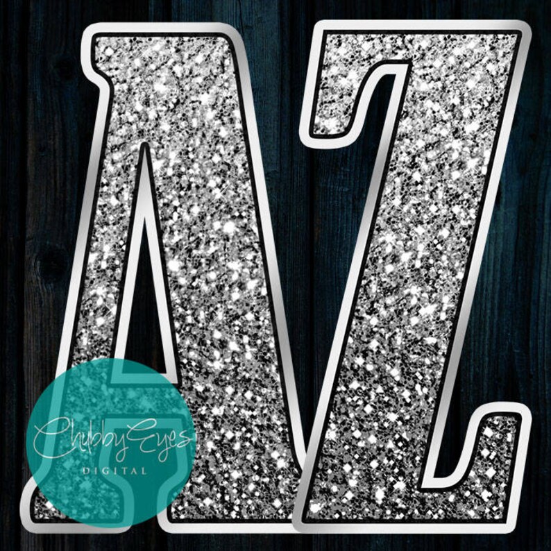 Silver Glitter Alphabet Numbers and Punctuation Clip Art - Etsy