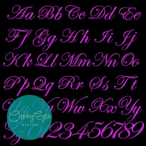 Purple Glitter Alphabet, Numbers and Punctuation Clip Art, Digital ...