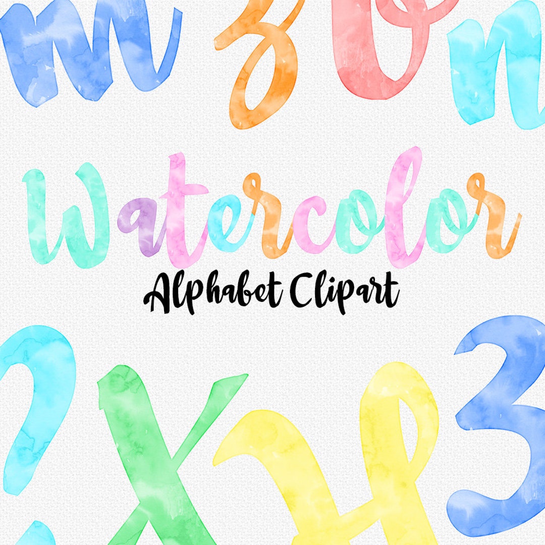 Watercolor Alphabet Clip Art, Cute Colorful Alphabet- Digital Instant ...