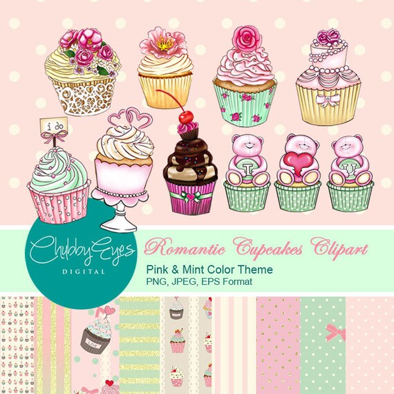 Cupcake Clipart Digital Papers Line Art Cute Vector - Etsy UK