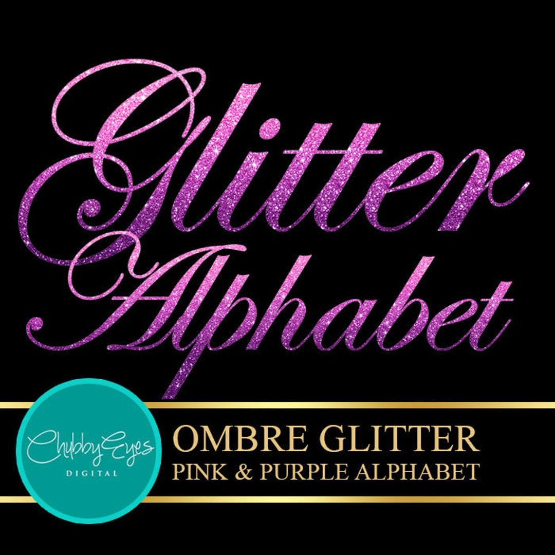 Pink Purple Ombre Glitter Alphabet, Numbers and Punctuation Clip Art ...