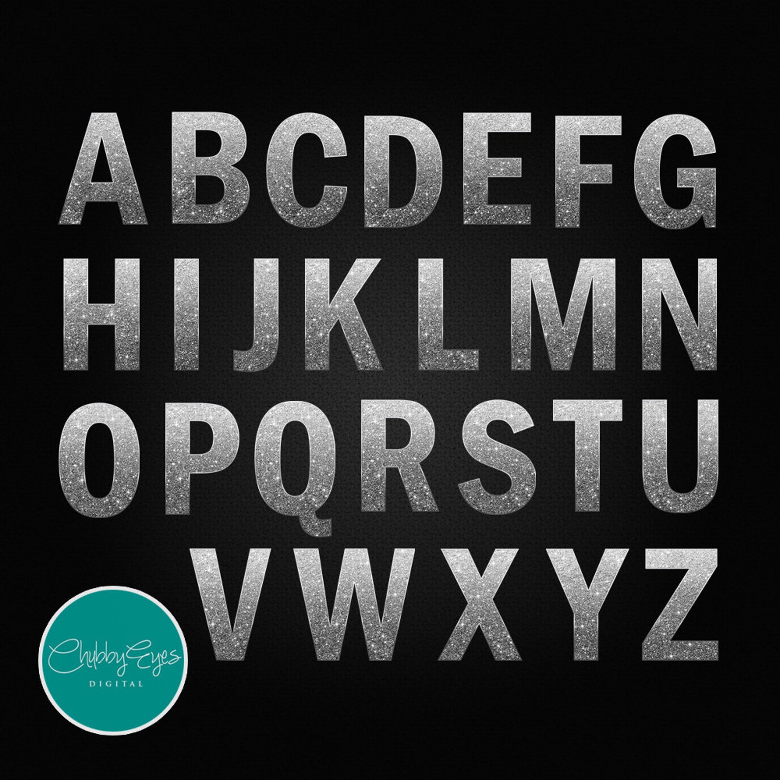 Ombre Silver Glitter Alphabet Clip Art, Glam Clip Art Digital Instant ...