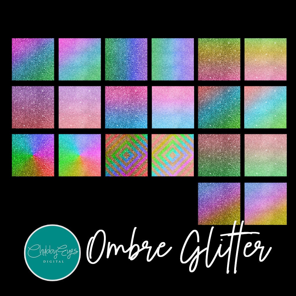 Ombre Glitter Digital Papers, Digital Scrapbook Papers, Colorful ...