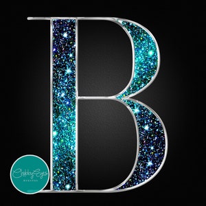 Blue Glitter Alphabet Clip Art, Lettering Clip Art- Digital Instant ...