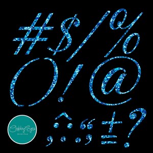 Blue Glitter Alphabet Clip Art, Chunky Glitter Lettering Clip Art ...