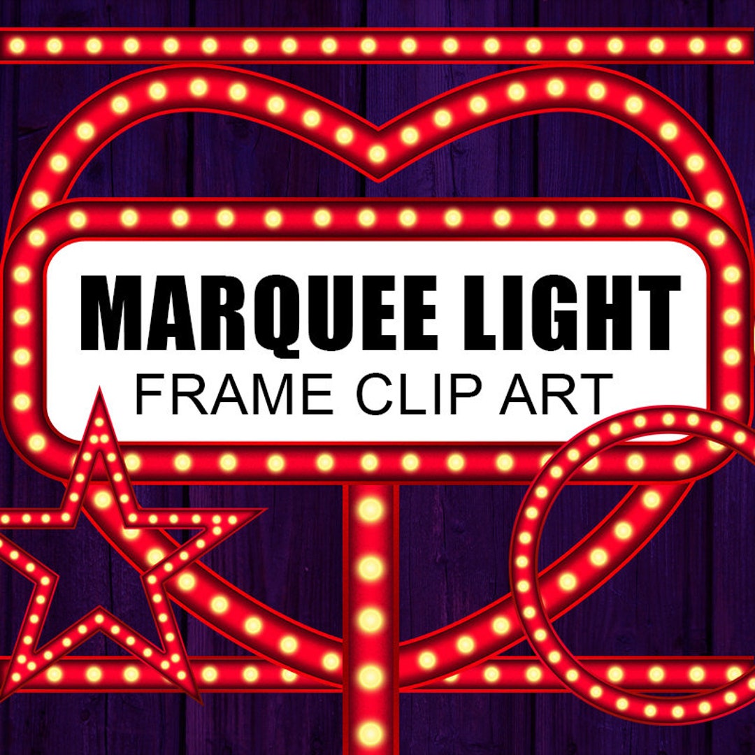 Marquee Light Digital Frame, Clip Art, Vintage Light Sign,light Bulb ...