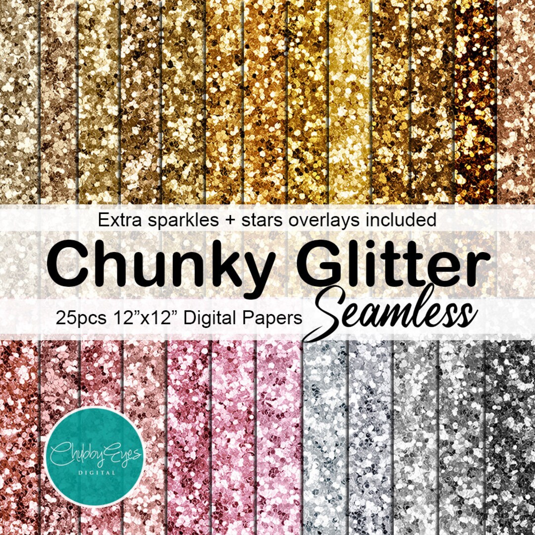Gold Silver Chunky Glitter Digital Papers, Seamless Scrapbook Papers ...